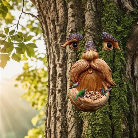 Holiday | Tree Face Bird Feeders Tree Faces Outdoor Tree Art Tree Art ...